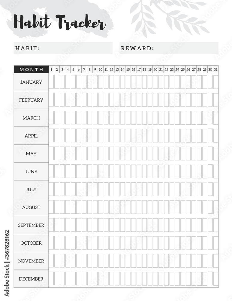 Habit Tracker Daily, Habits Tracker Habit Chart Weekly Monthly Yearly ...