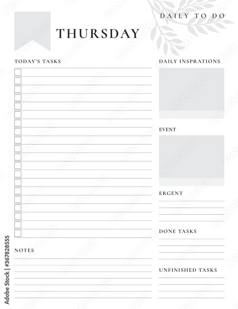 Thursday to do list, daily activities, daily planner sheets, planner ...