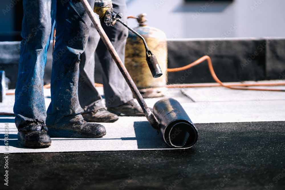 Waterproof insulation with bituminous membrane system. Professional ...