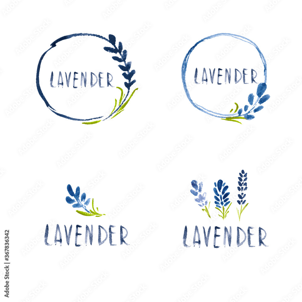 Set of template label design of beautiful abstract lavender flowers ...