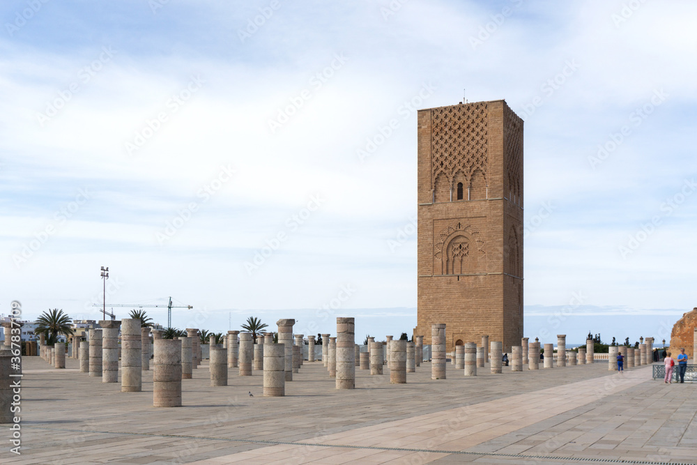 Morocco,Rabat. The Hassan Tower opposite the Mausoleum of King Mohamed ...