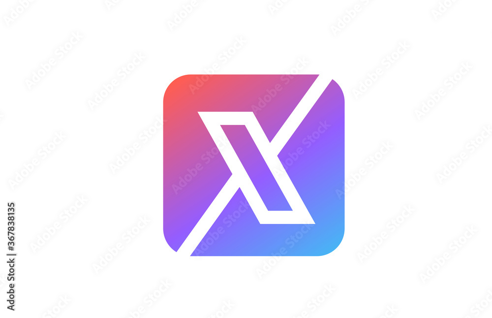 colored blue pink X alphabet letter logo icon. Line design for business ...