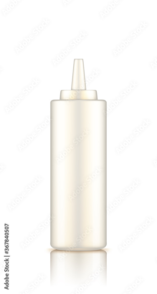 White plastic squeeze mayo bottle with cap mockup. Blank food sauce ...