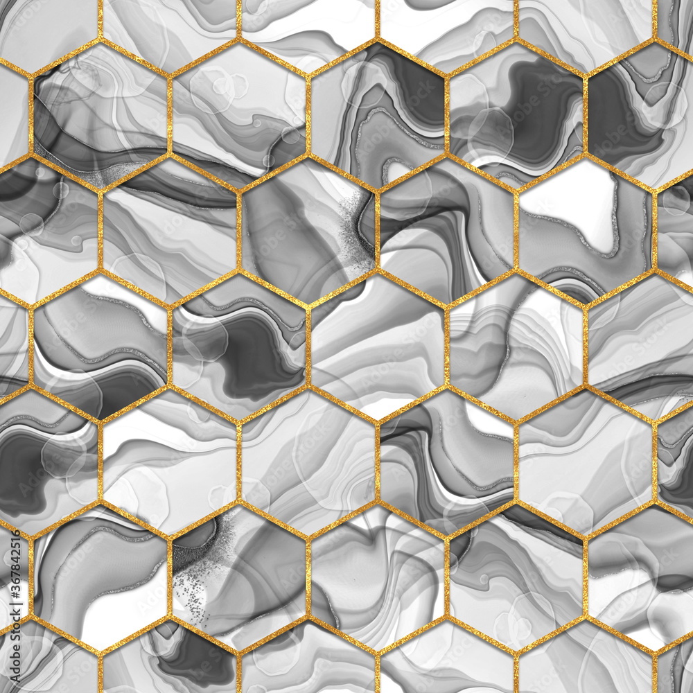 Hexagon seamless texture. Abstract gray trendy background Stock ...