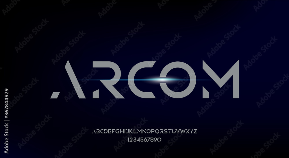 Arcom, a modern minimalist geometric font typeface design Stock Vector ...