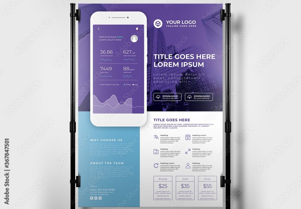 Mobile App Poster Banner Layout Stock Template | Adobe Stock
