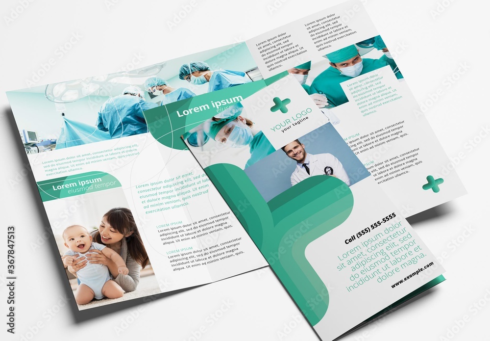 Modern Hospital Trifold Brochure for Medical Services Stock Template ...
