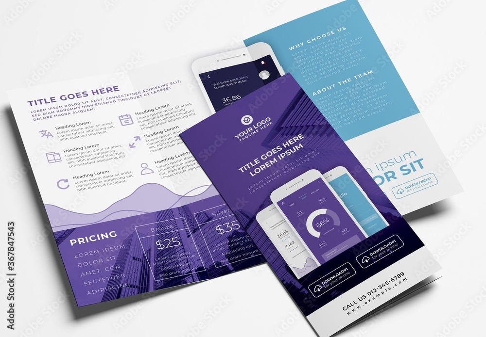 Trifold Brochure for Mobile App Developers Stock Template | Adobe Stock
