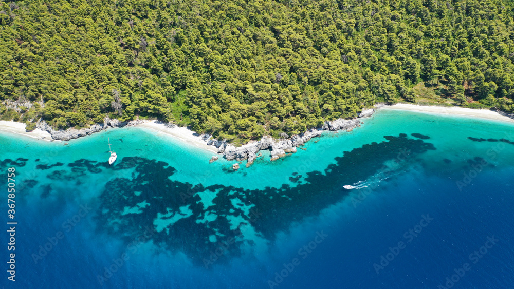 Aerial drone photo of secluded turquoise paradise beaches only accessed ...