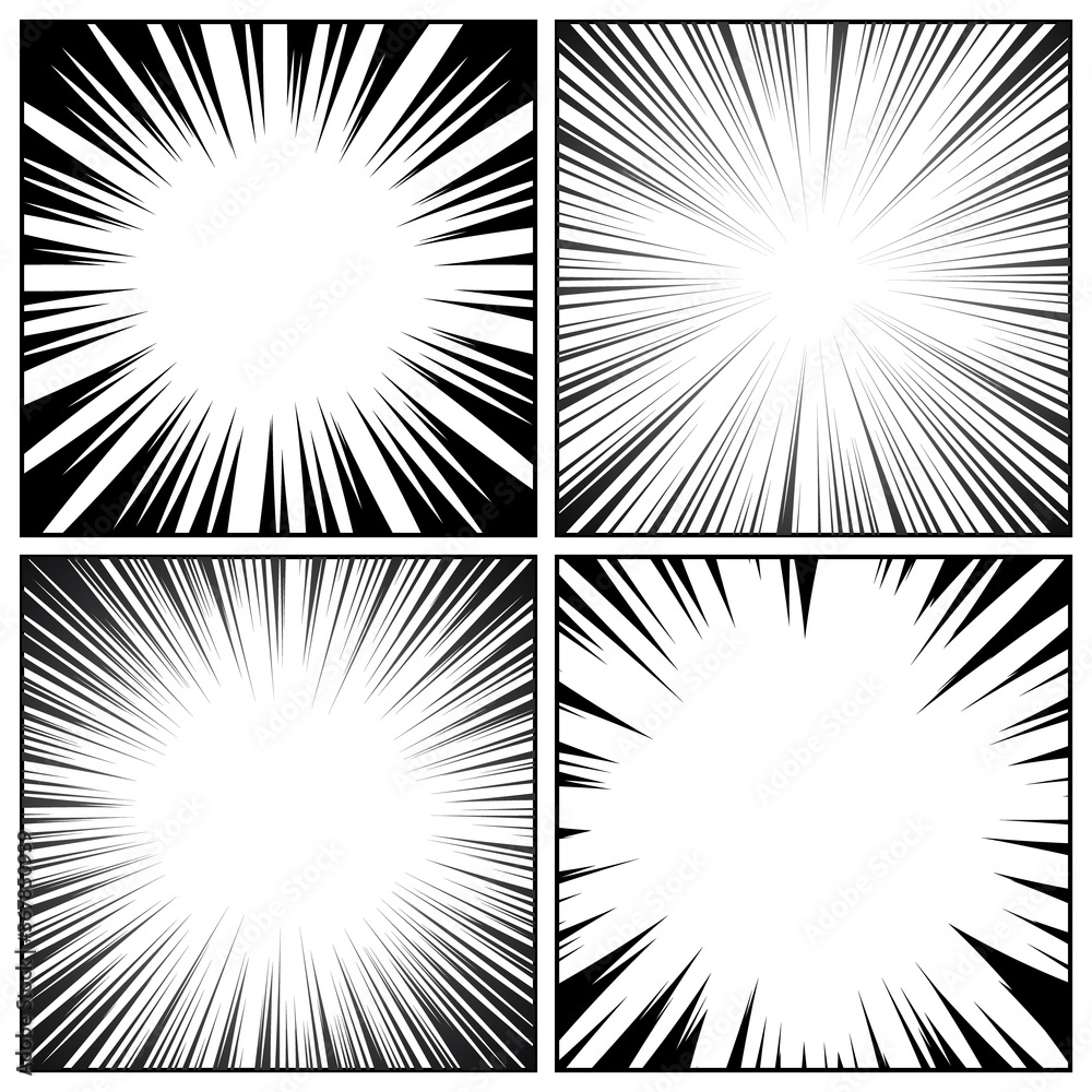 Comic book radial lines collection. Comics background with motion ...