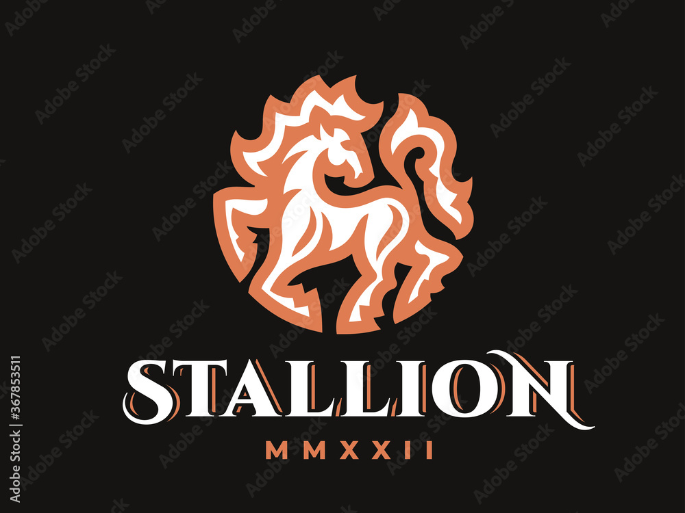Horse modern logo. Stallion heraldic emblem design editable for your ...