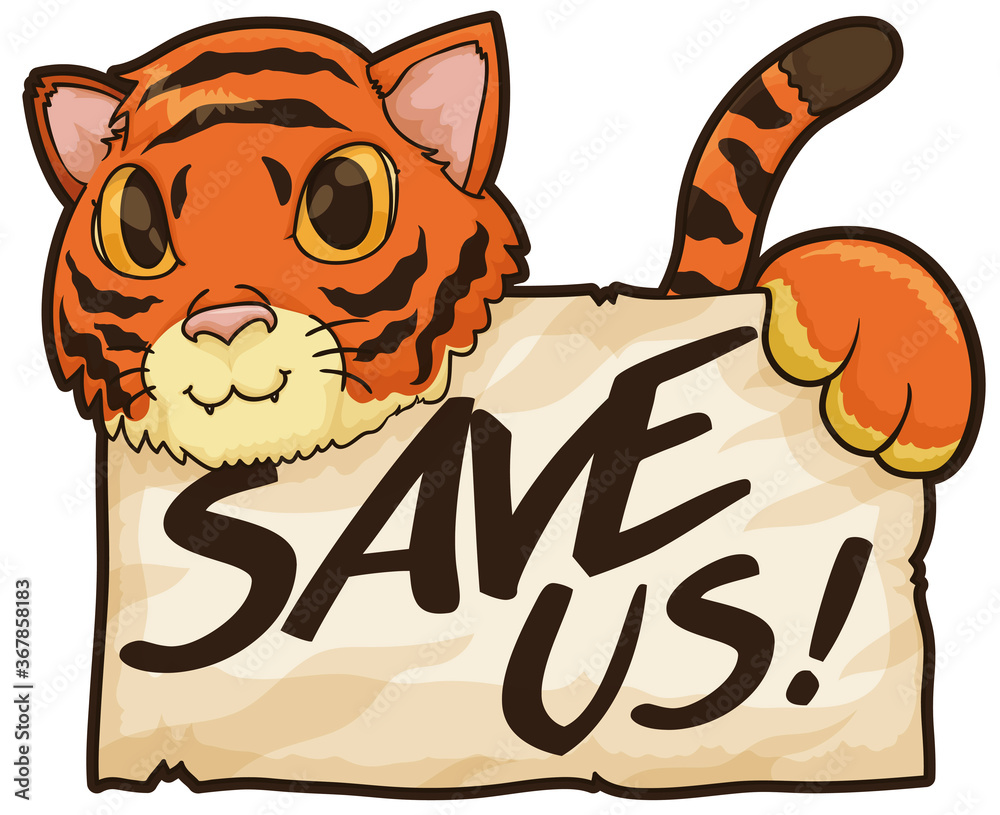 Tiger Holding a Scroll Promoting to Safeguarding them from Extinction ...