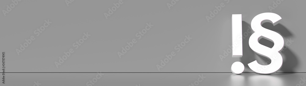 Paragraph / Section sign and exclamation mark standing on the floor ...