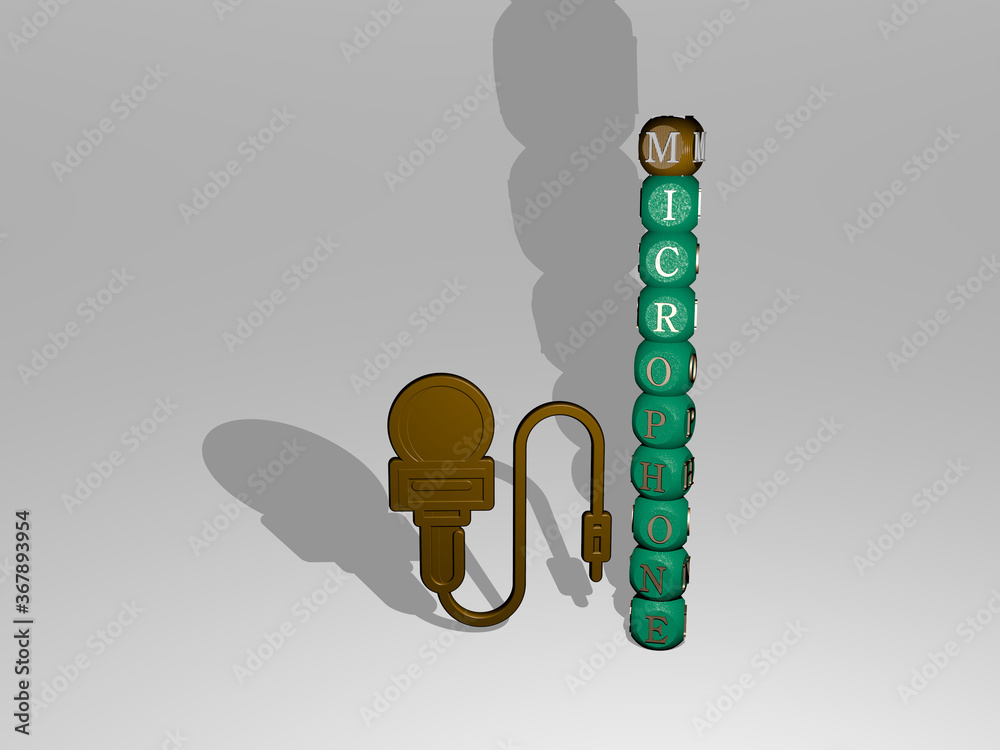 3D graphical image of MICROPHONE vertically along with text built ...