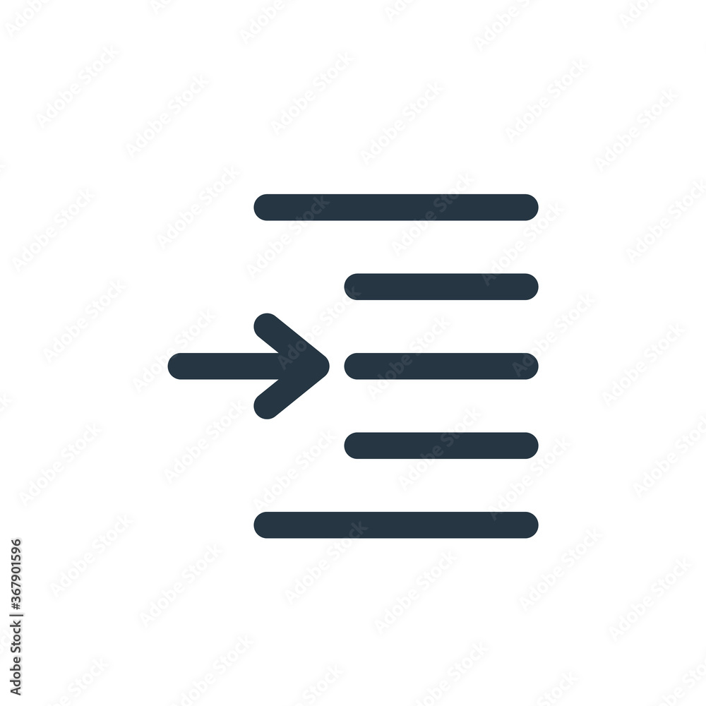 right indent icon vector from text editor concept. Thin line ...