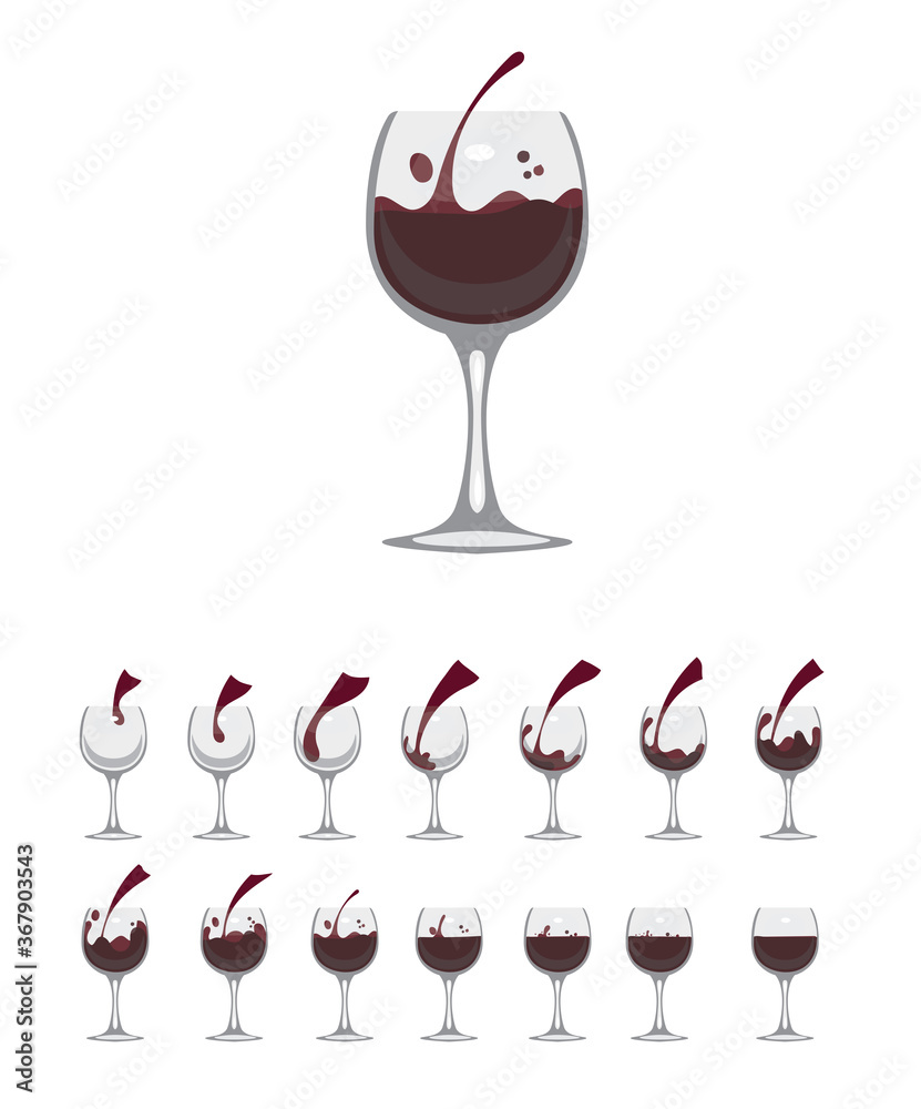 Glass Wine Pouring Animation Sequence Vector Illustration Stock Vector ...