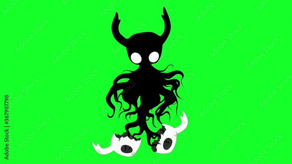 Vidéo Stock Gif 2D character, Hollow Knight dark mode, levitates and ...