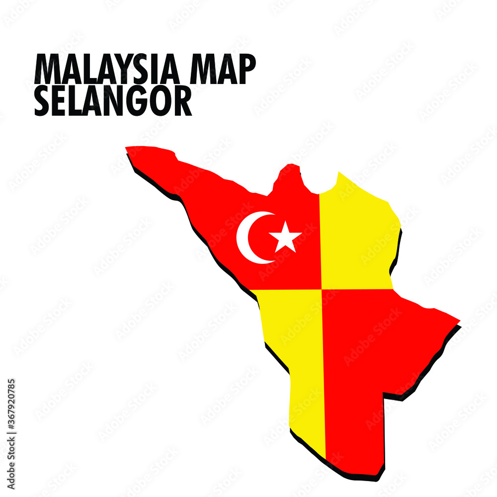 Selangor State Map Of Malaysia Country with black shadow. EPS10 Stock ...