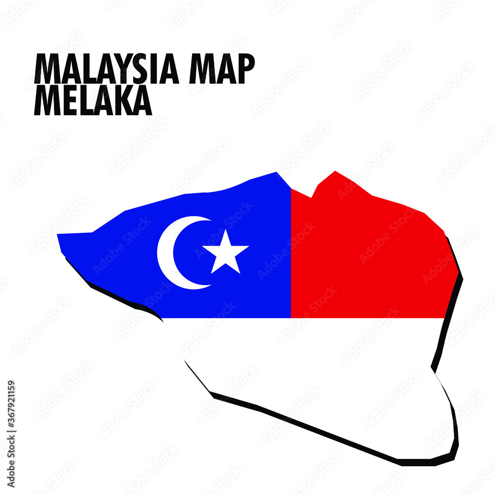 Vetor de Melaka State Map Of Malaysia Country with black shadow. EPS10 ...