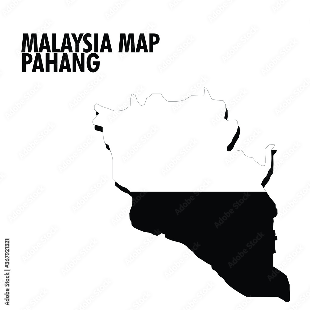 Pahang State Map Of Malaysia Country with black shadow. EPS10 Stock ...