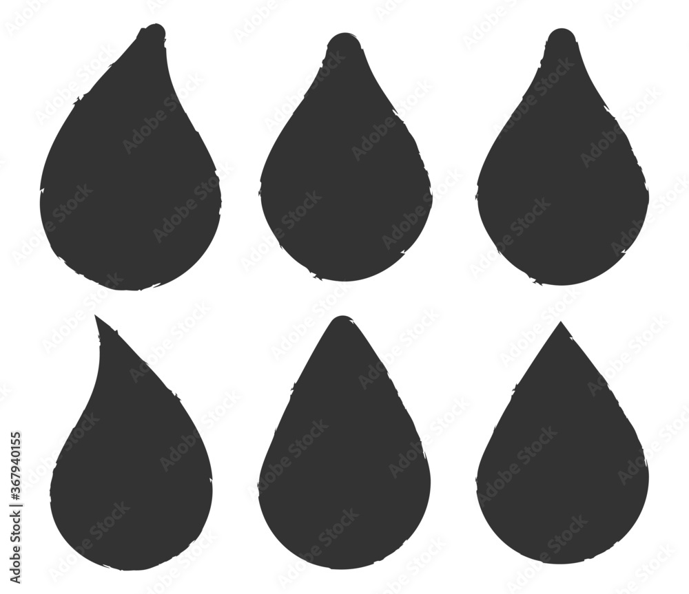 Water drop shape icon symbol set. Flat style outline. Vector ...