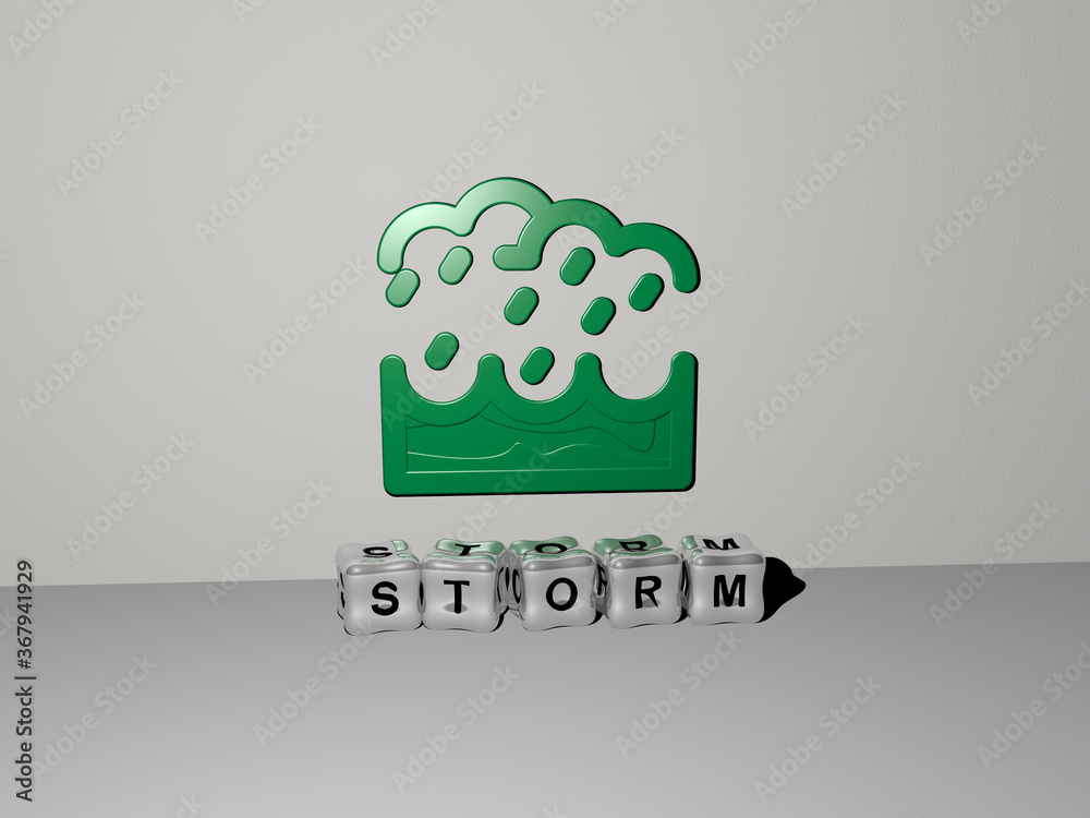 3D graphical image of storm vertically along with text built by ...