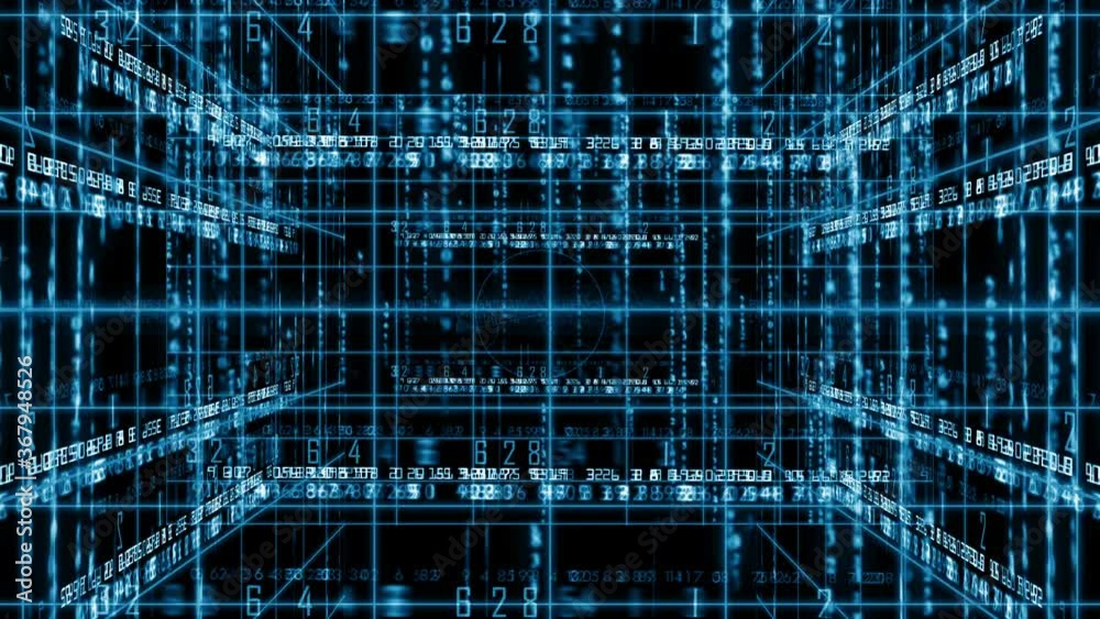 digital data background 4K. Line together with digital numbers ...