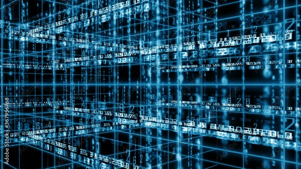 digital data background 4K. Line together with digital numbers ...