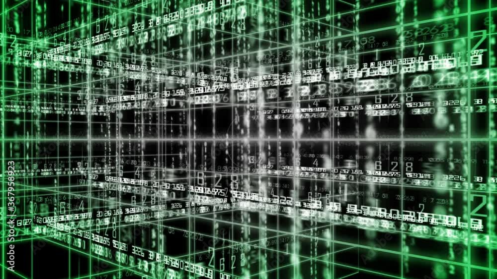 digital data background 4K. Line together with digital numbers ...