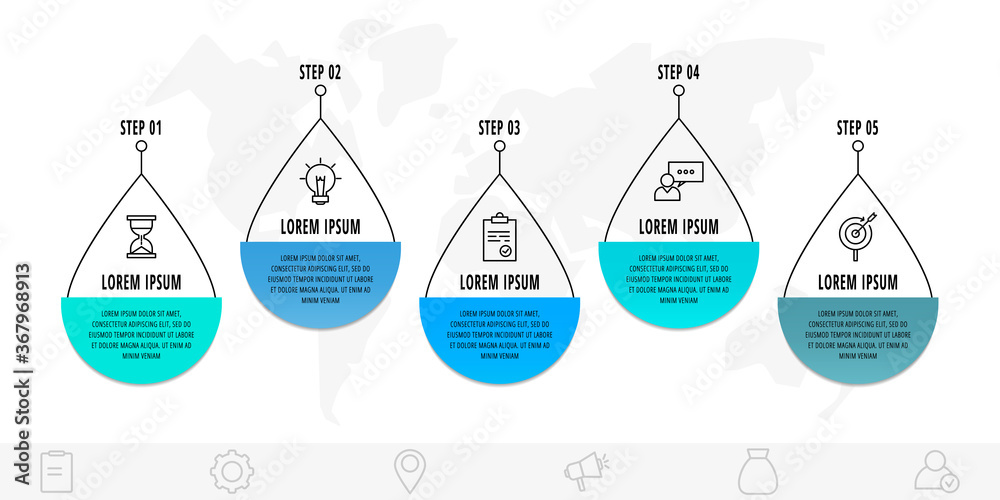 Vector infographics drop with 2 steps. Line flat template. Used for ...