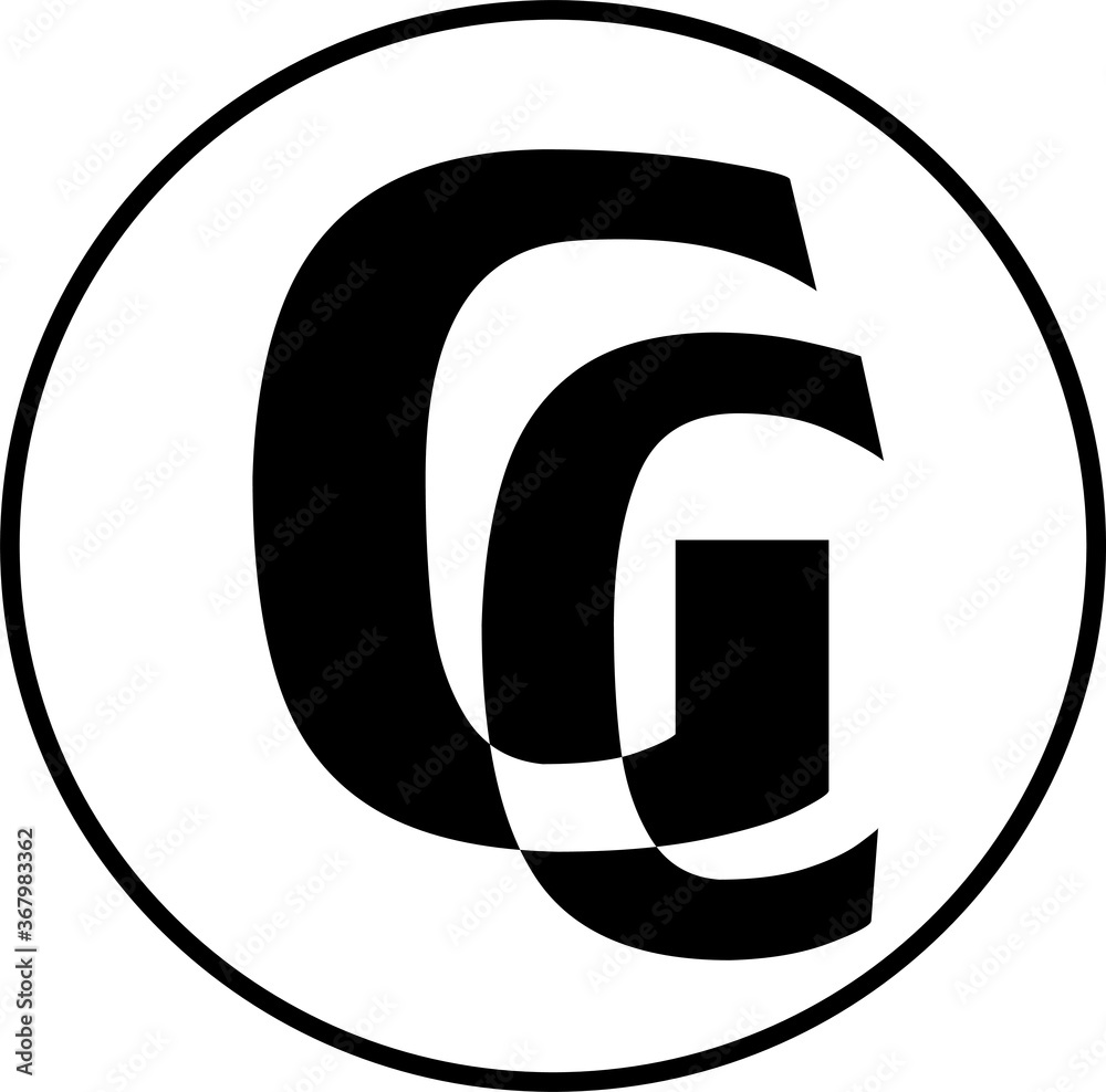 Photo & Art Print illustratioan of initial letter cg in a circle logo ...