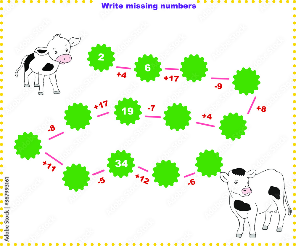 Math educational games for children. Fill in the line, write the ...
