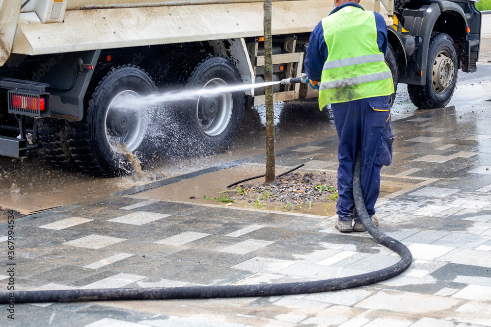 Wheel Washer at the construction site Stock Photo | Adobe Stock