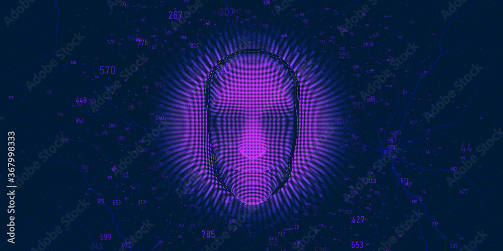 Human Big data visualization. Futuristic Artificial intelligence ...