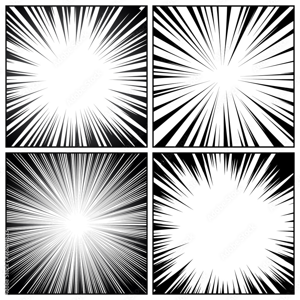Comic book radial lines collection. Comics background with motion ...