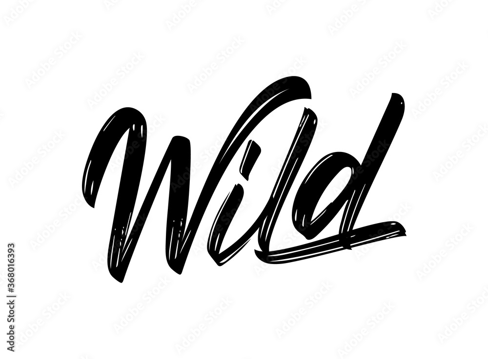Vector Handwritten brush calligraphic lettering of Wild on white ...