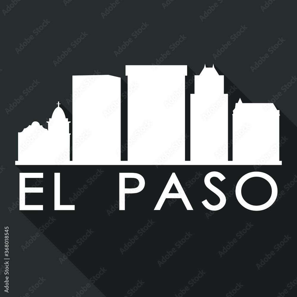 El Paso Flat Icon Skyline Silhouette Design City Vector Art Famous ...