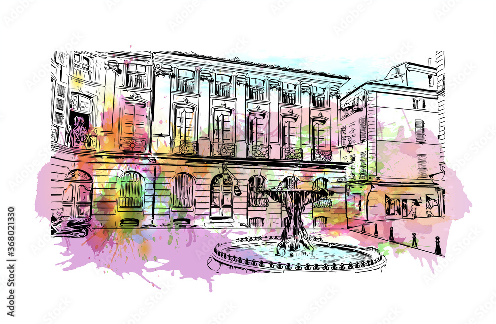 Building view with landmark of Aix-en-Provence is a university city in ...