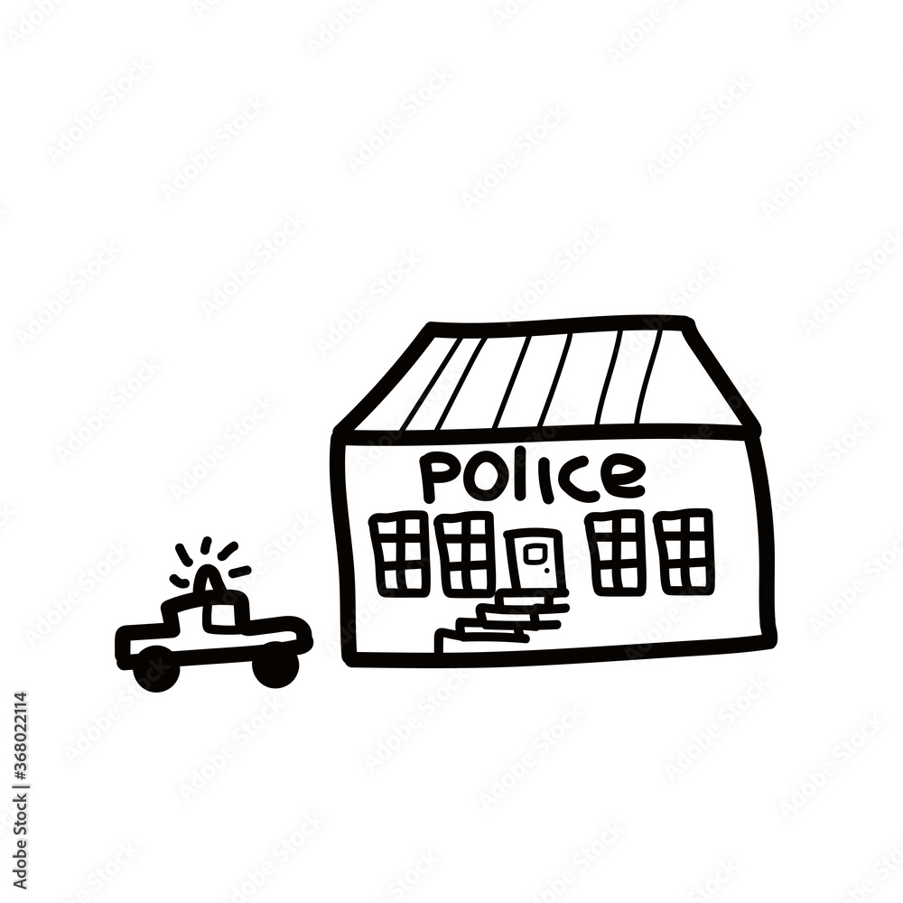 Police department building linear icon. Thin line illustration. Contour ...