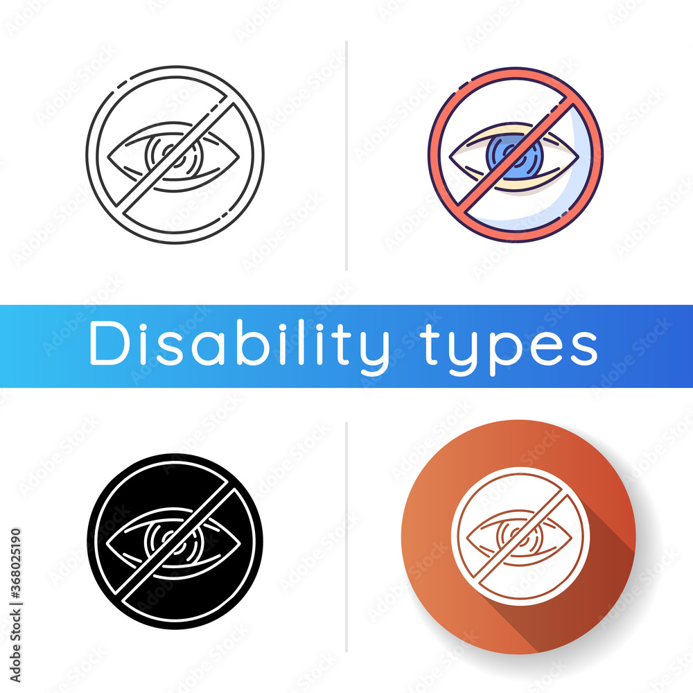 Blindness icon. Patient with lost eyesight. Legally blind. Vision ...