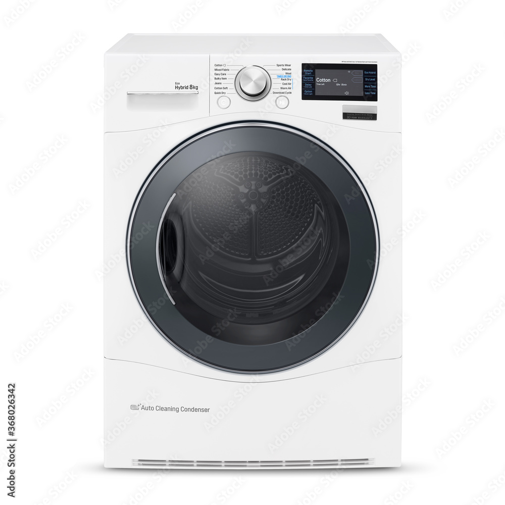 White Front Load Washing Machine Isolated on White Background. Front ...