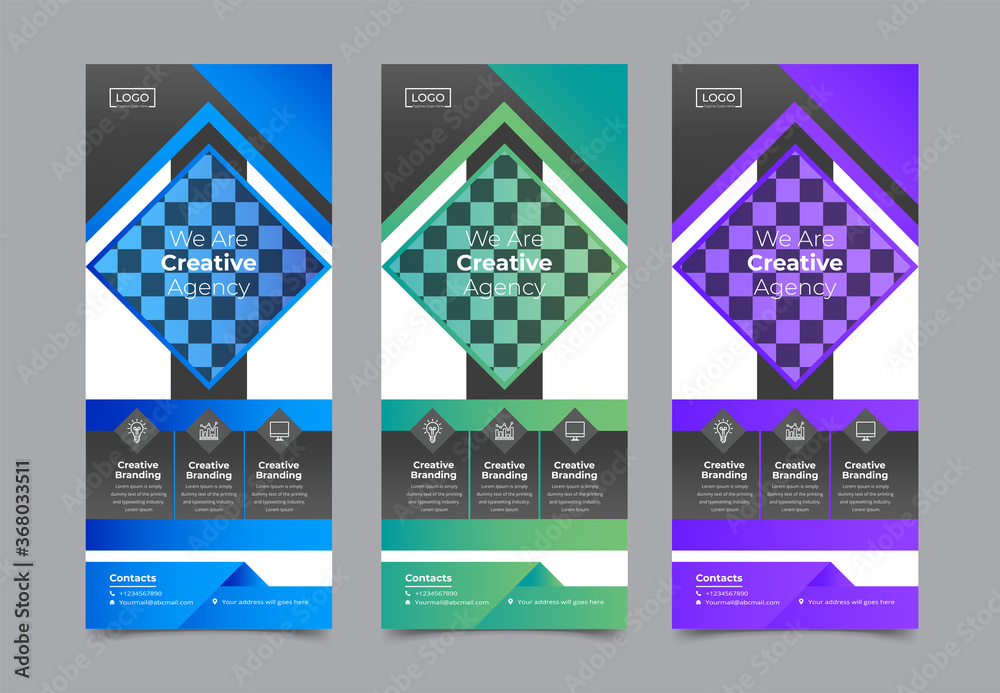 Grafika wektorowa Stock: Roll up banner design, x-banner, flag-banner ...