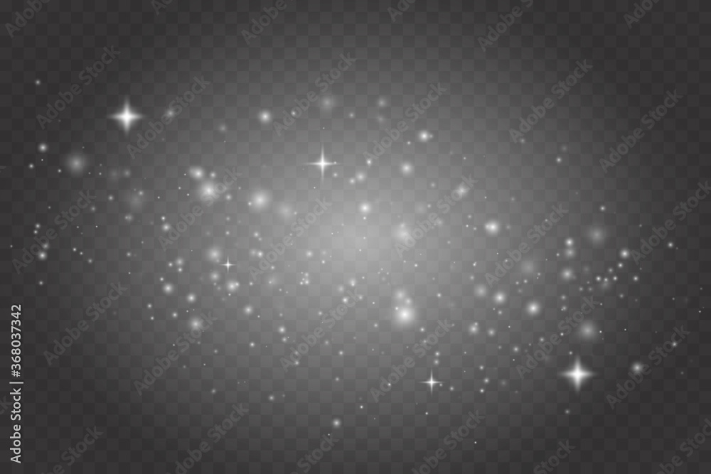 Glowing light effect with many glitter particles isolated on ...