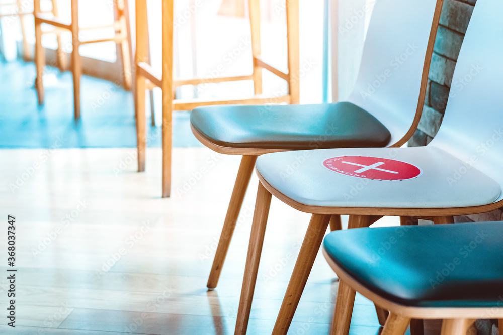 Alternative seating mark for social distance rules in the cafe distance ...