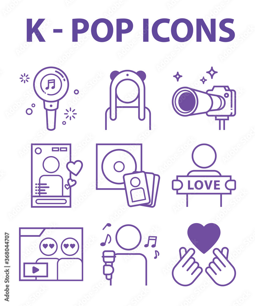 korea k-pop star icons vector Stock Vector | Adobe Stock