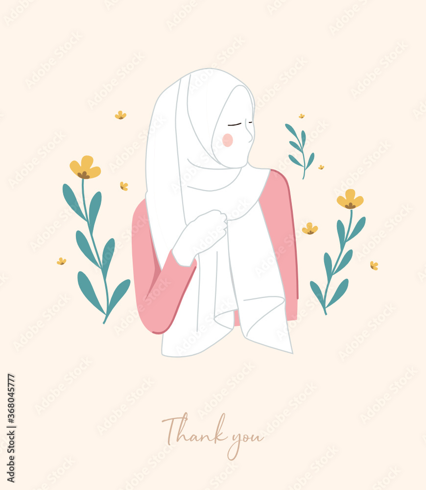 Beautiful Muslim women wearing hijab illustration. cute little girl ...