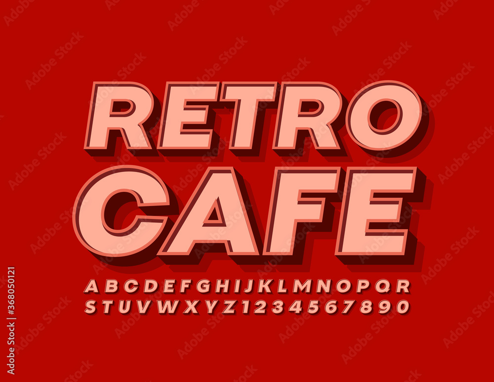 Vector trendy sign Retro Cafe with Classic Red Font. 3D Old fashioned ...