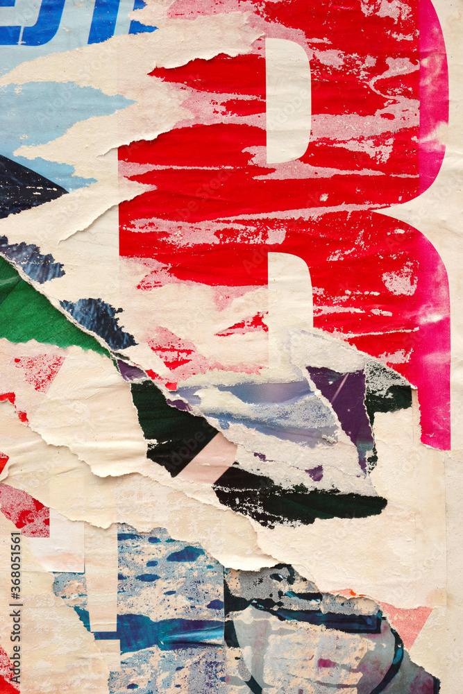 Old ripped torn posters grunge texture background creased crumpled ...