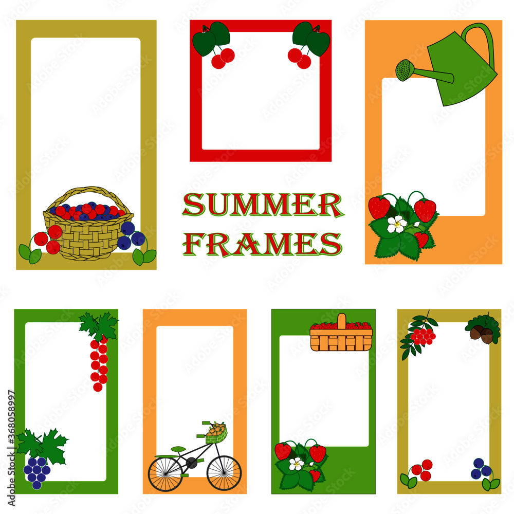 Set of Summer Berries frames and backgrounds for your text and photoes ...
