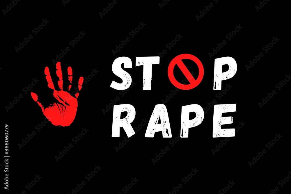 Stop Rape Illustration showing blood red palm and a circular stop sign ...